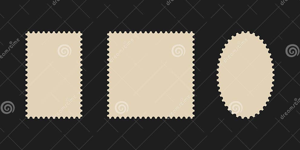 Postage Stamp Frames Set Empty Border Template For Postcards And