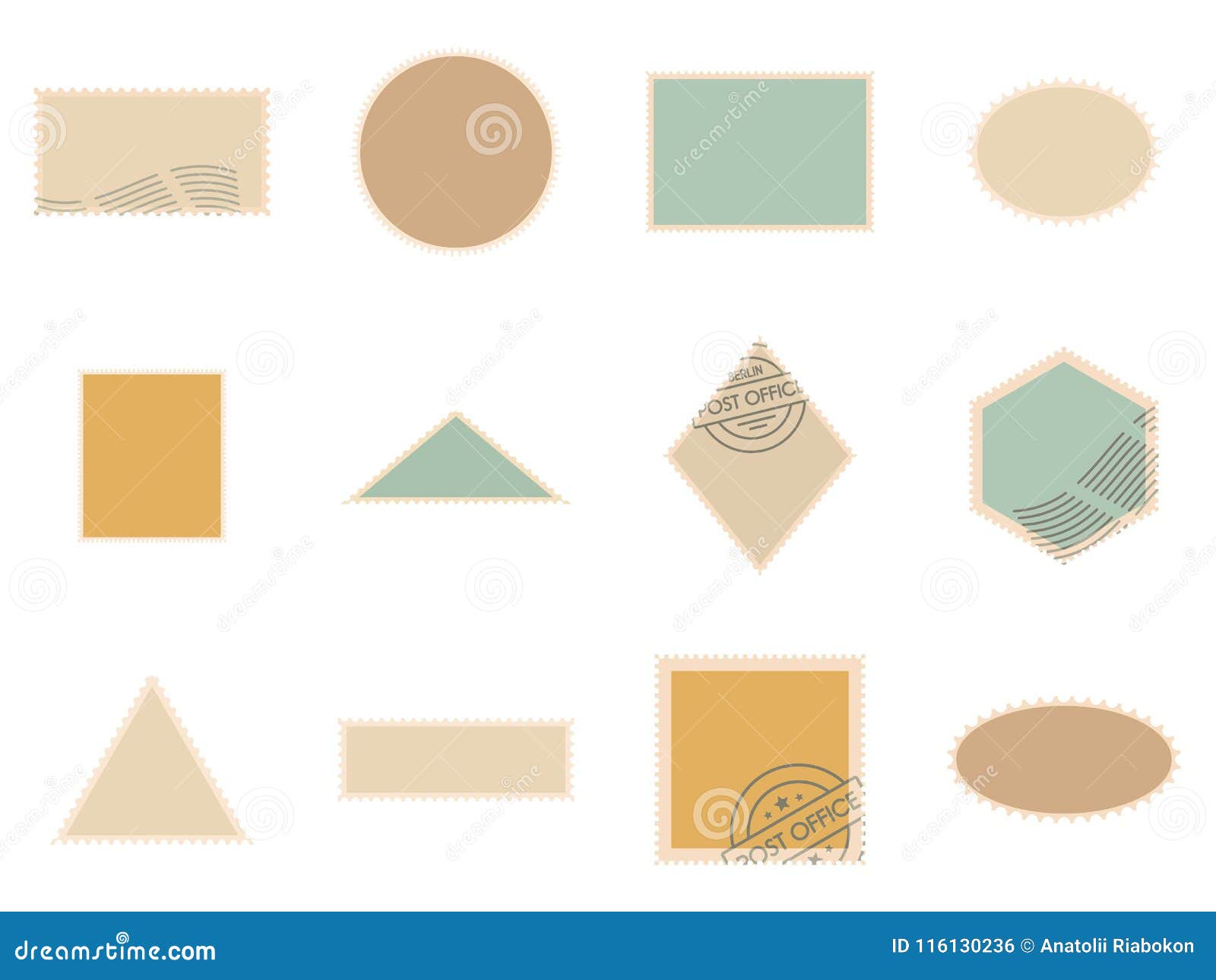 Postage Stamp Icons Set Vector Isolated Stock Vector - Illustration of ...