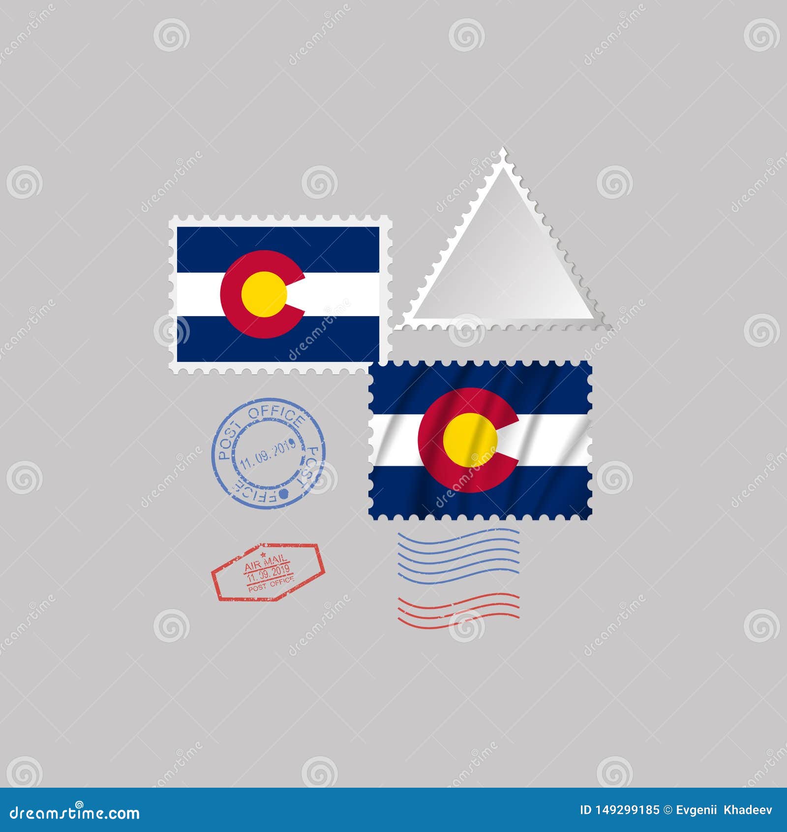 Postage Stamp with the Image of COLORADO State Flag. Vector ...