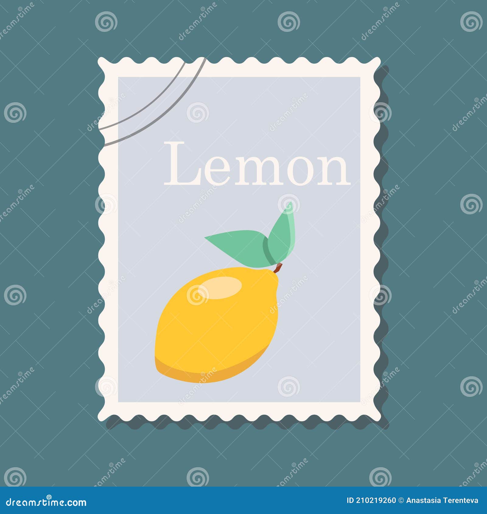 Postage Stamp with the Image of a Lemon Stock Vector - Illustration of ...
