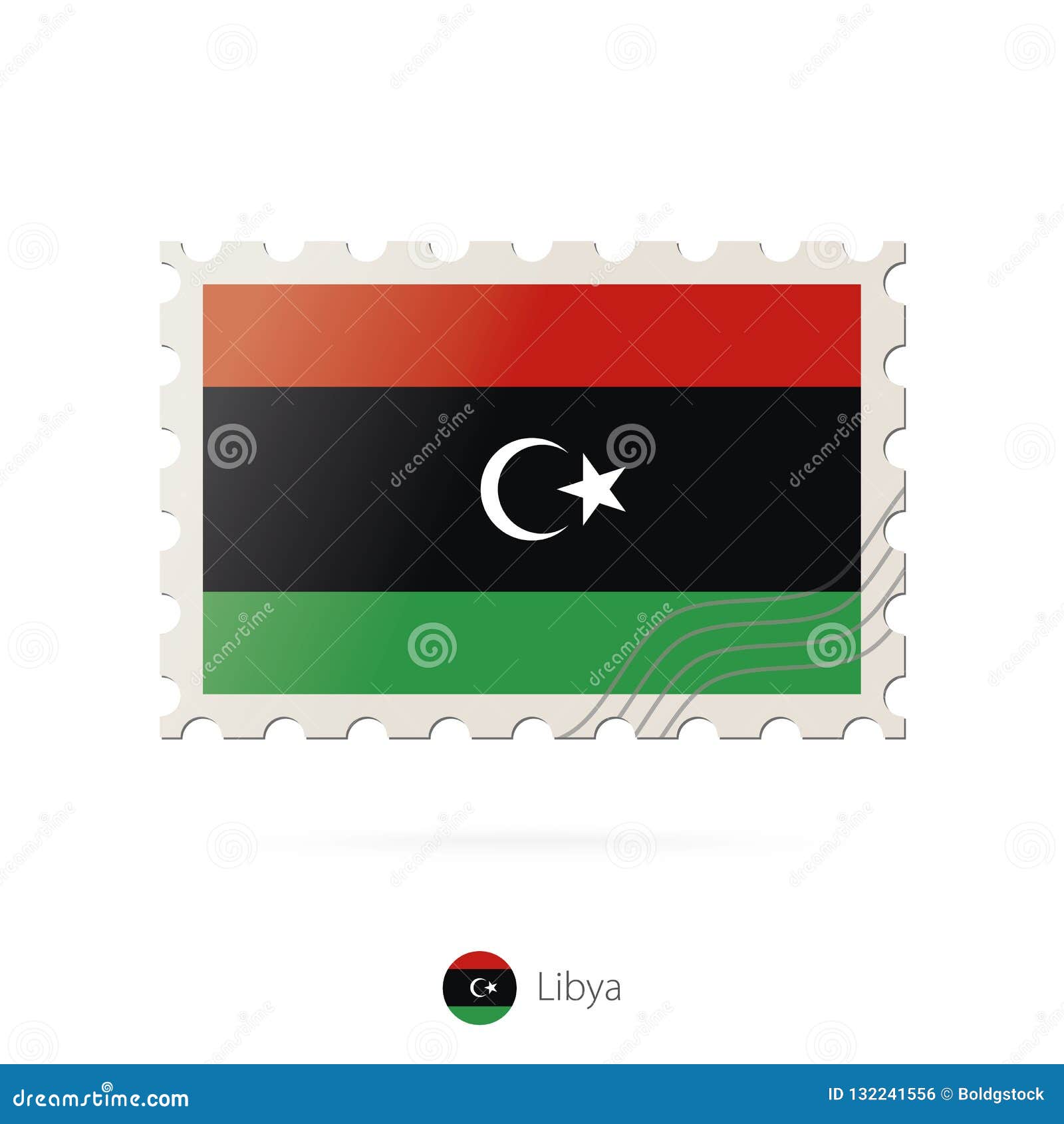 Postage Stamp with the Image of Libya Flag Stock Vector - Illustration ...