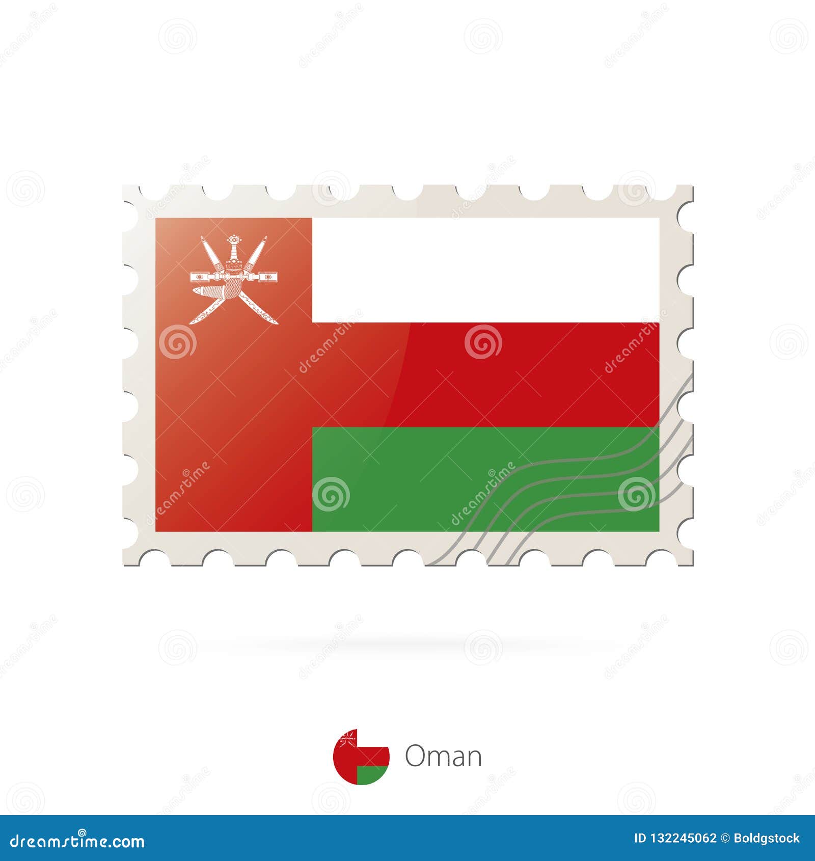 Postage Stamp with the Image of Oman Flag Stock Vector - Illustration ...