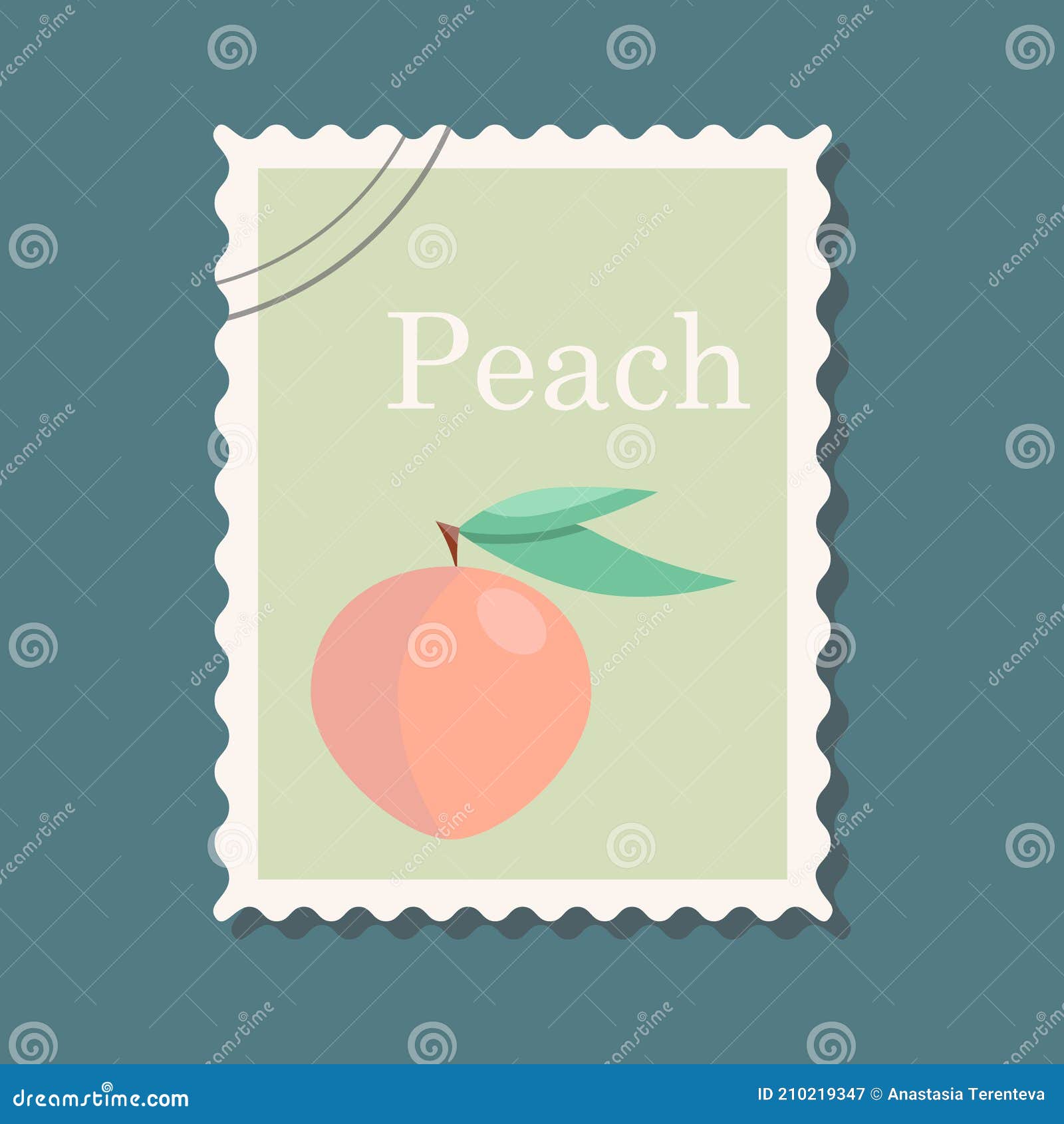 Postage Stamp with the Image of a Peach Stock Vector - Illustration of ...