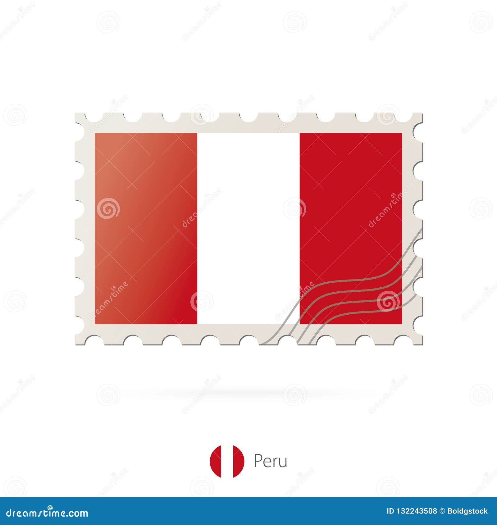 Postage Stamp with the Image of Peru Flag Stock Vector - Illustration ...