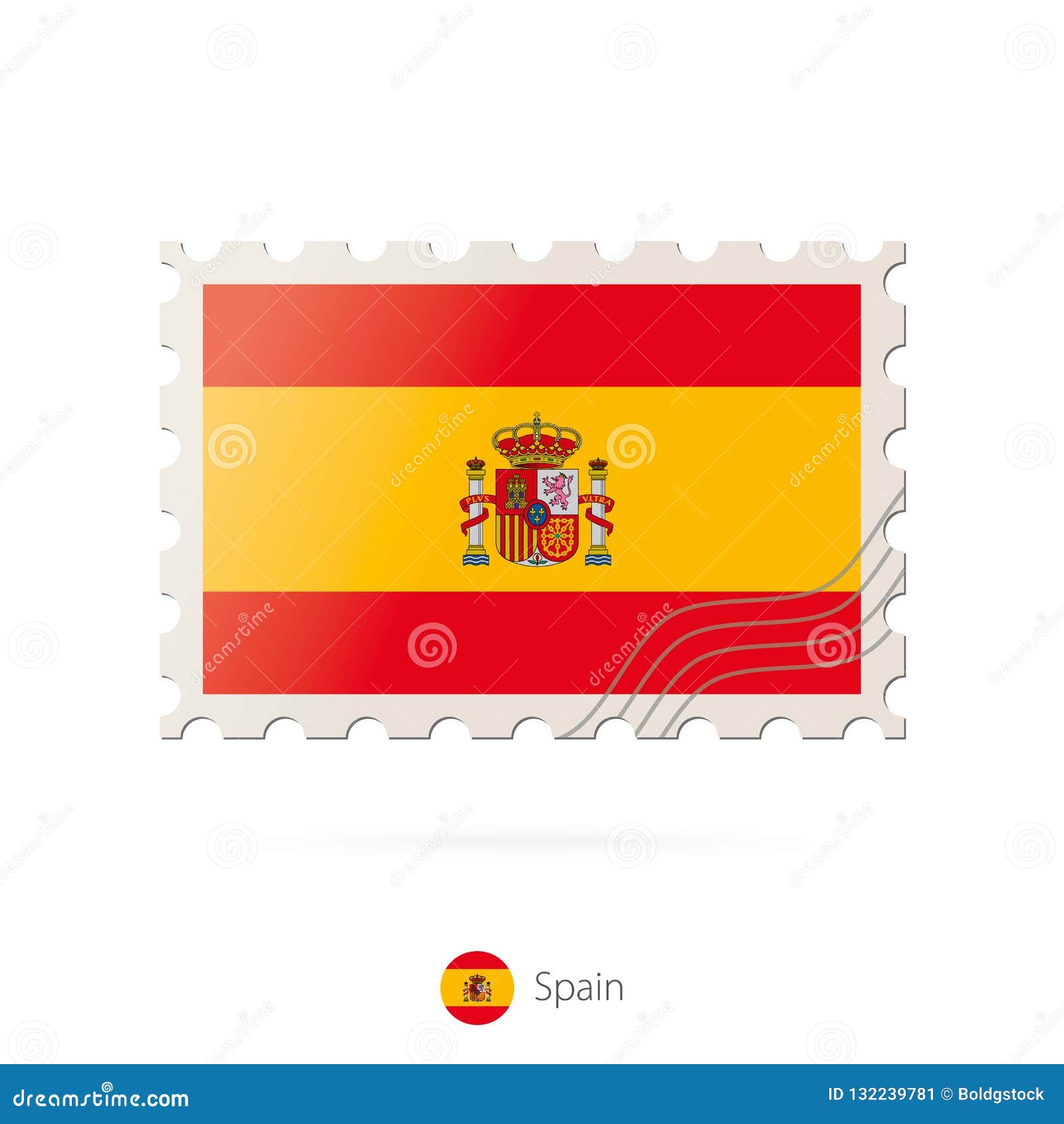 Postage Stamp with the Image of Spain Flag Stock Vector - Illustration ...