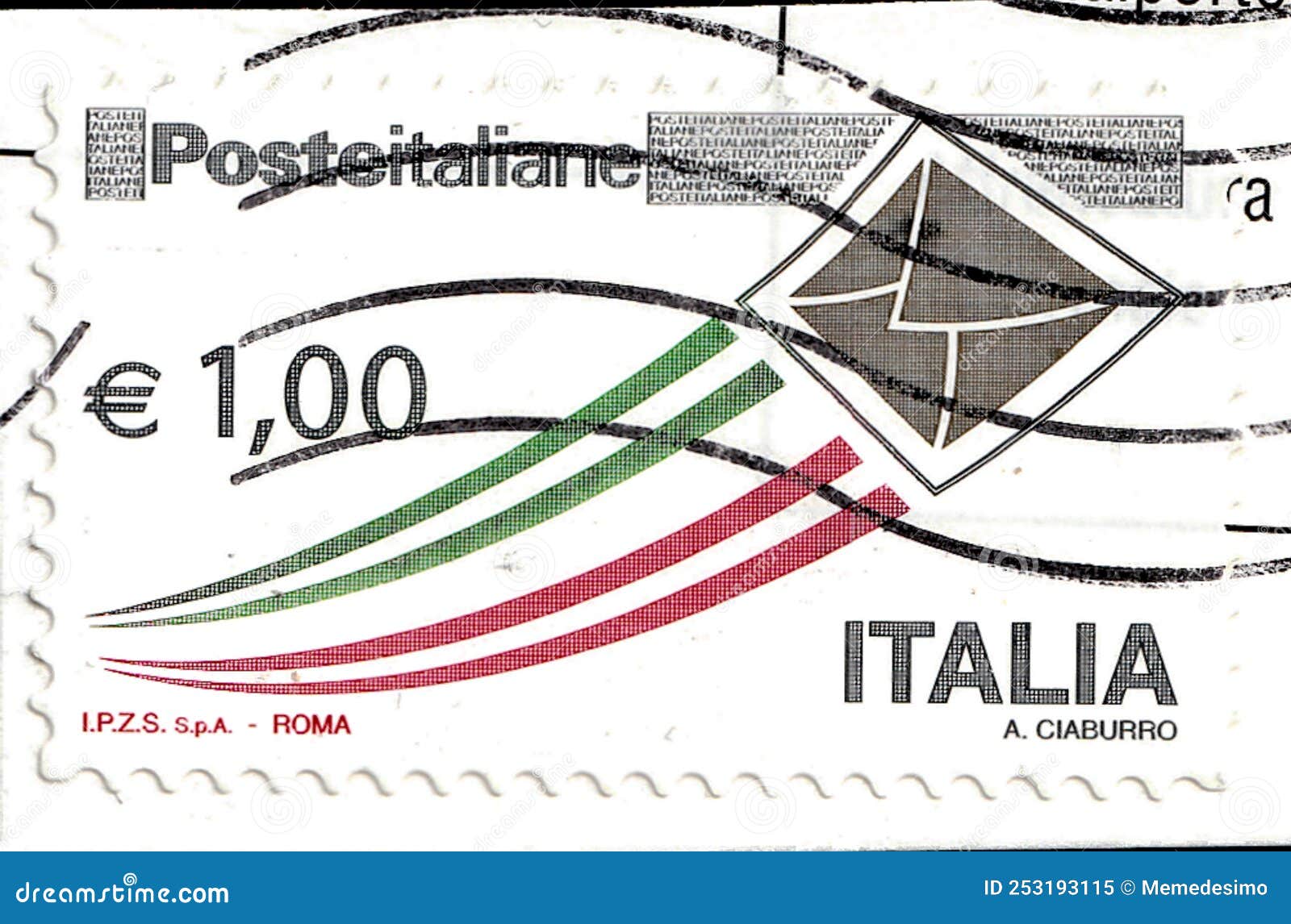 Postage Stamp from the Italian Post Depicting an Envelope Taking Flight ...