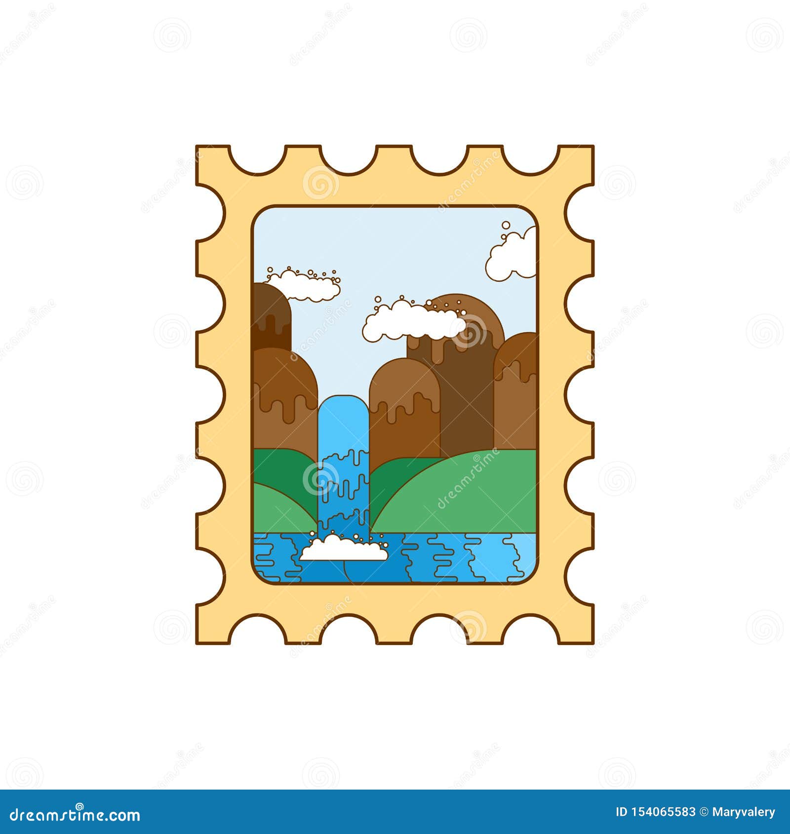 Postage Stamp with Landscape Isolated. Vector Illustration Stock Vector ...