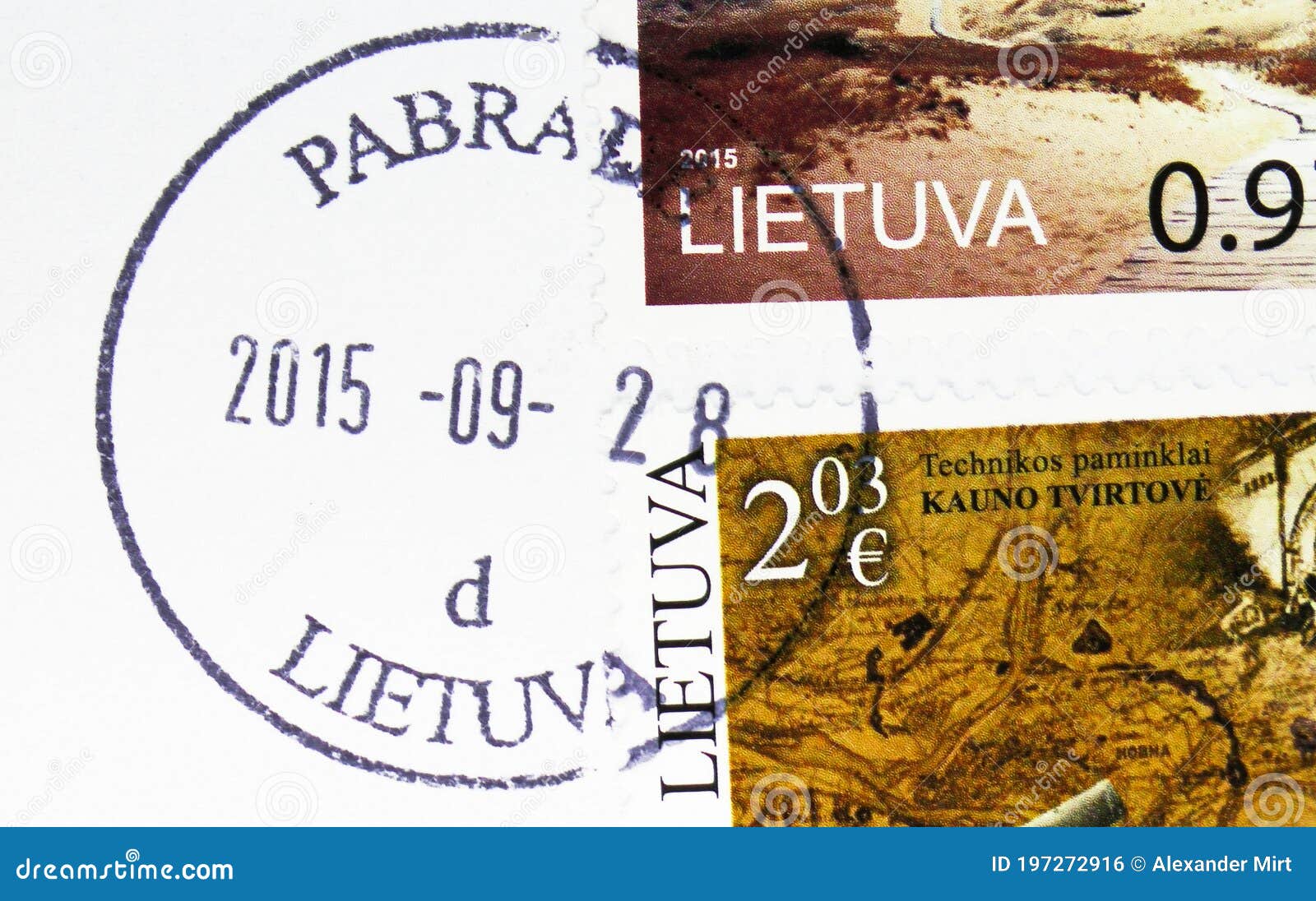 Postage Stamp of Lithuania, on Postage Envelope Dated 2015 Editorial ...