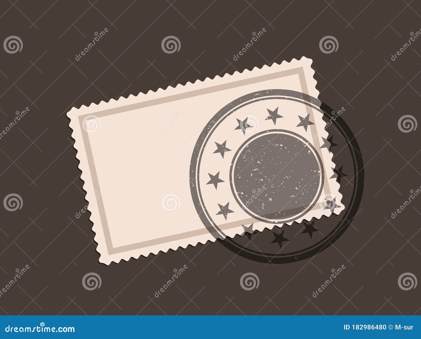 Postage Stamp with Postmark Stock Illustration - Illustration of sender ...