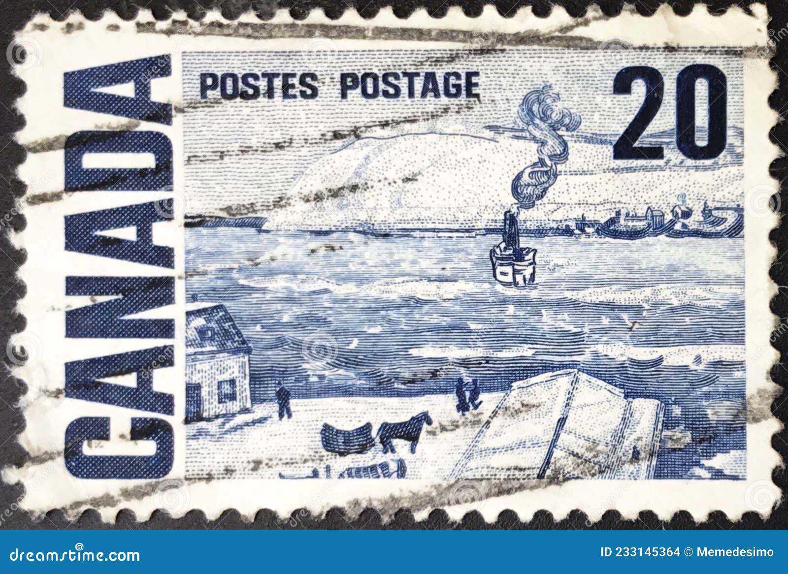Postage Stamp Printed in Canada Shows the Ferry, Quebec, by J.W ...