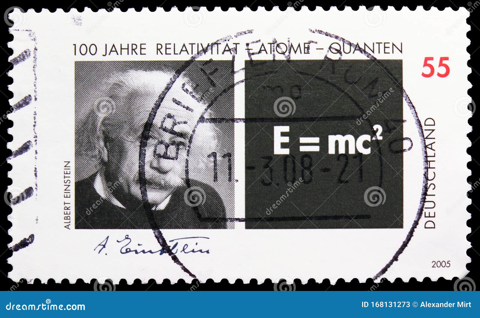 Postage Stamp Printed in Germany Shows Albert Einstein, Centenary of ...