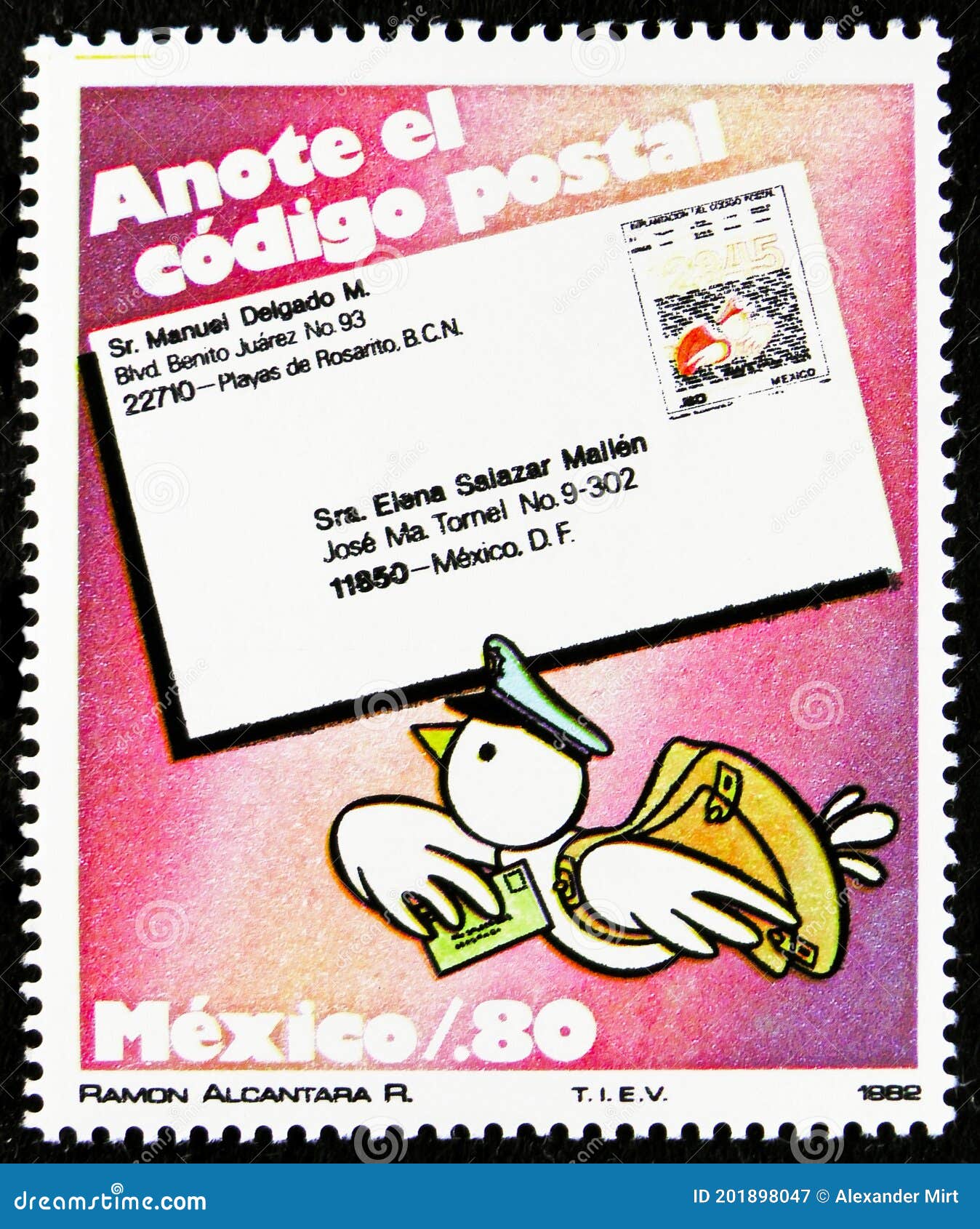 Postage Stamp Printed in Mexico Shows Postal Code Routing and ...