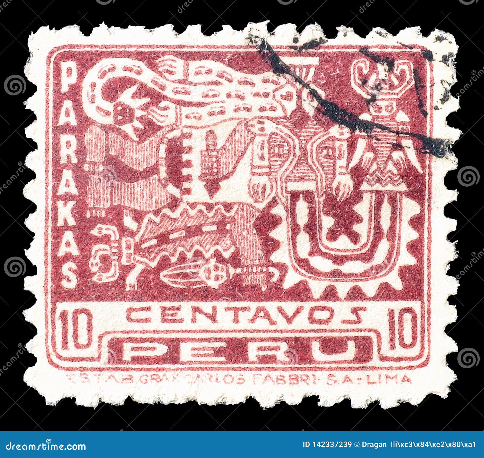 Postage Stamp Printed by Peru Editorial Stock Image - Image of parakas ...