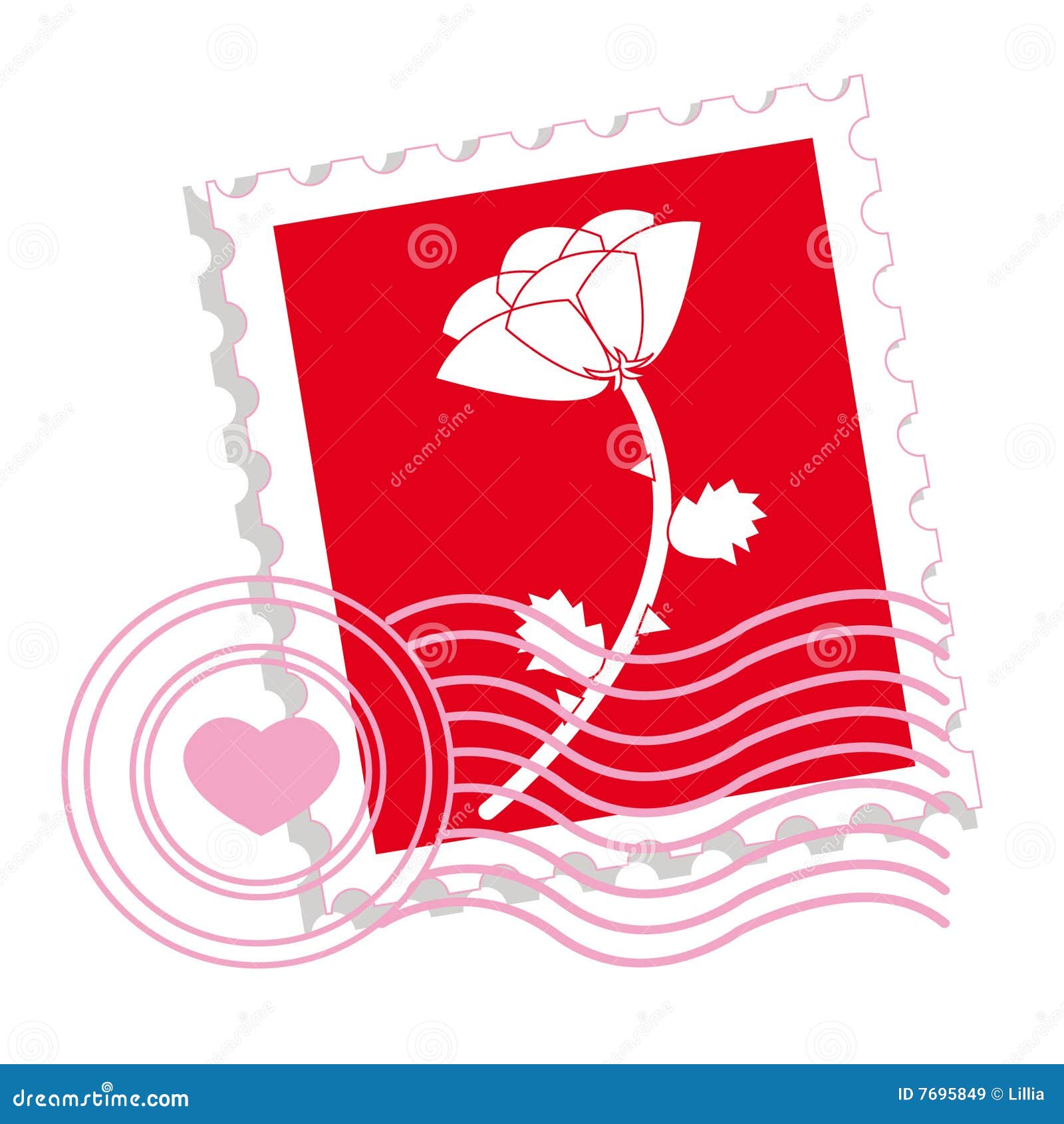 Postage stamp with rose stock vector. Illustration of floral - 7695849