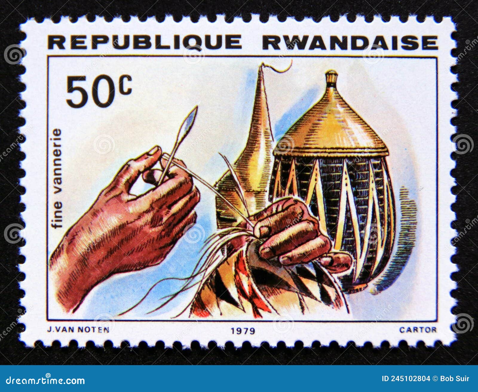 Postage Stamp Rwanda, 1979. Basket Weaving Handcraft Editorial Stock ...