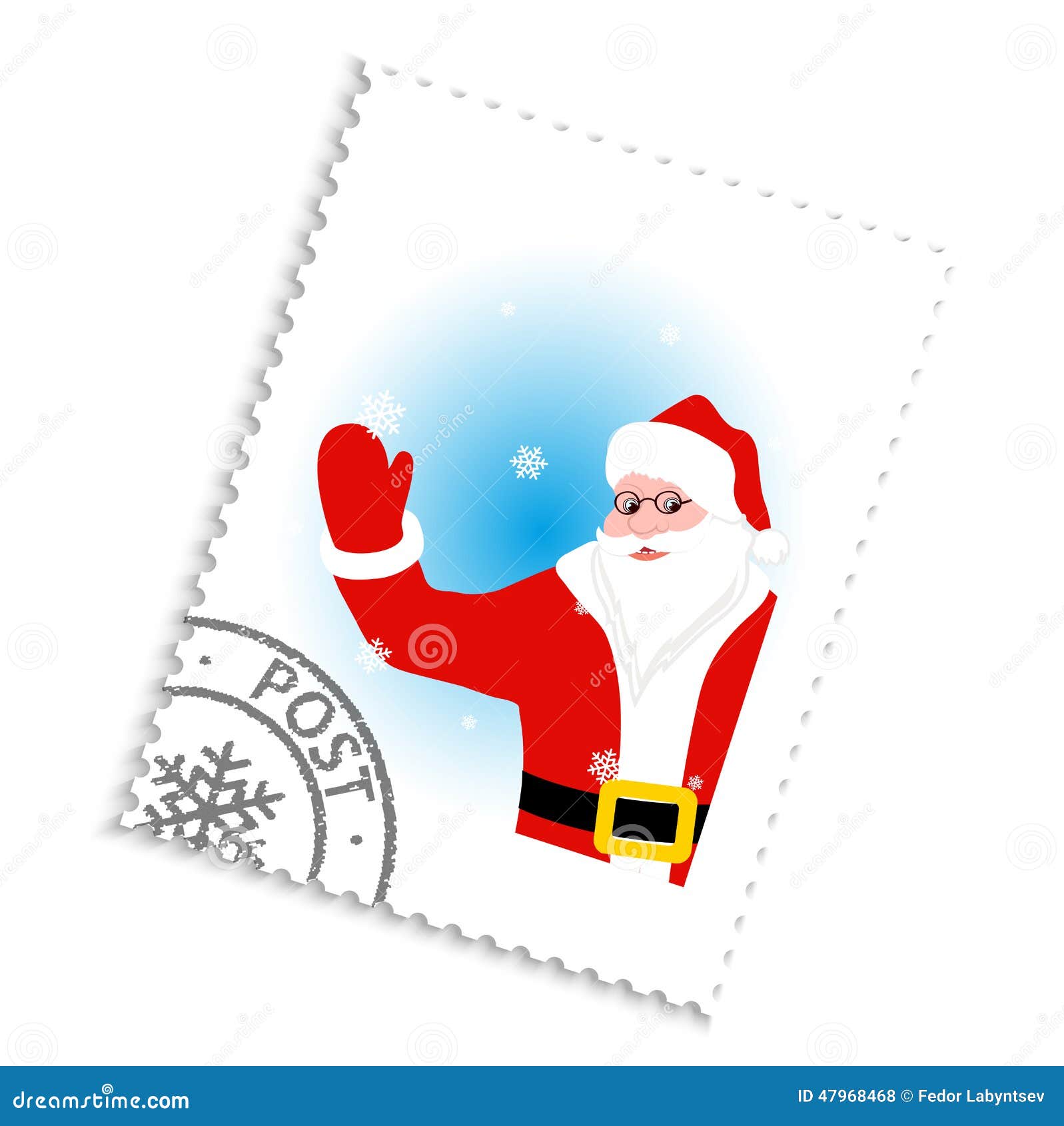 Postage Stamp with Santa Claus Stock Illustration - Illustration of ...