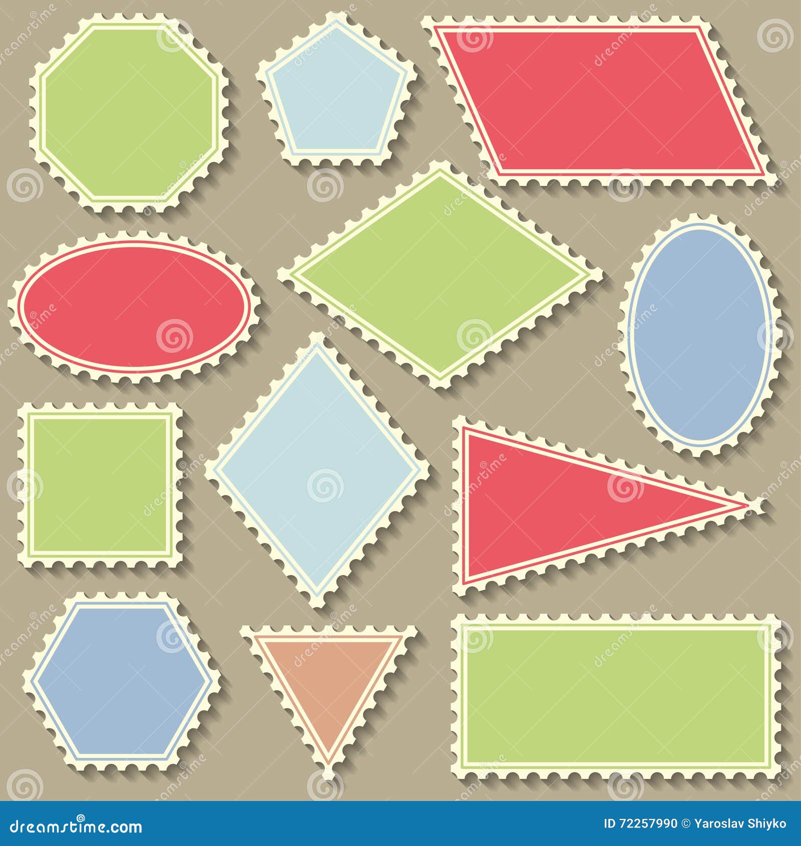 Postage Stamp Set. Flat Design with Shadow Stock Vector - Illustration ...