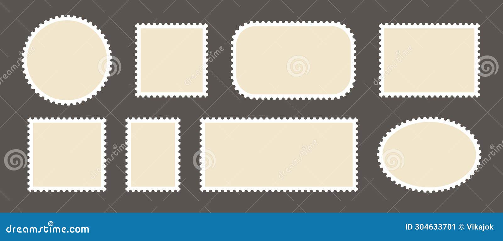 Postage Stamp Set. Post Stamp Frames and Borders Stock Vector ...