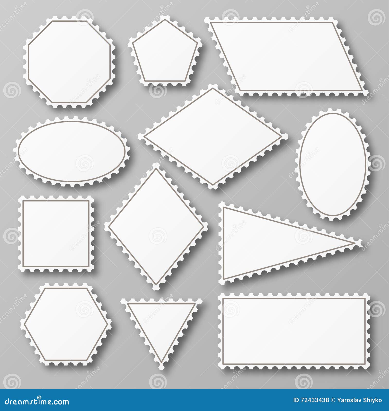 Postage Stamp Set. Shiny White Design with Shadow Stock Vector ...