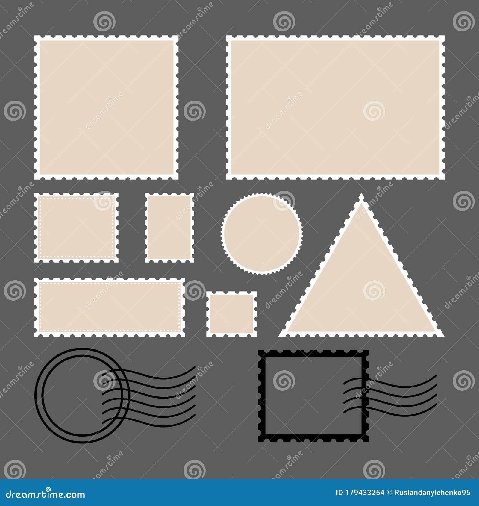 Postage Stamps . Empty Circles, Rectangle and Square Postage Stamps ...