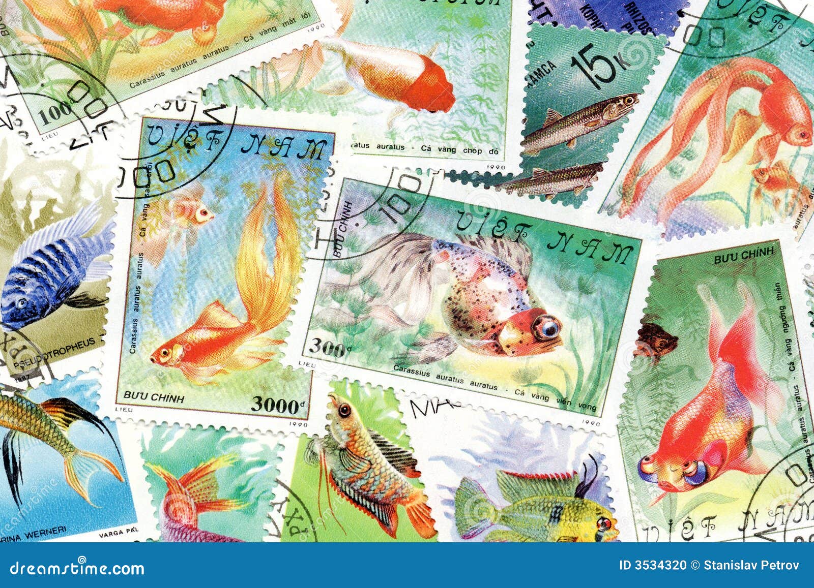 Postage stamps:Fish theme editorial image. Image of background - 3534320
