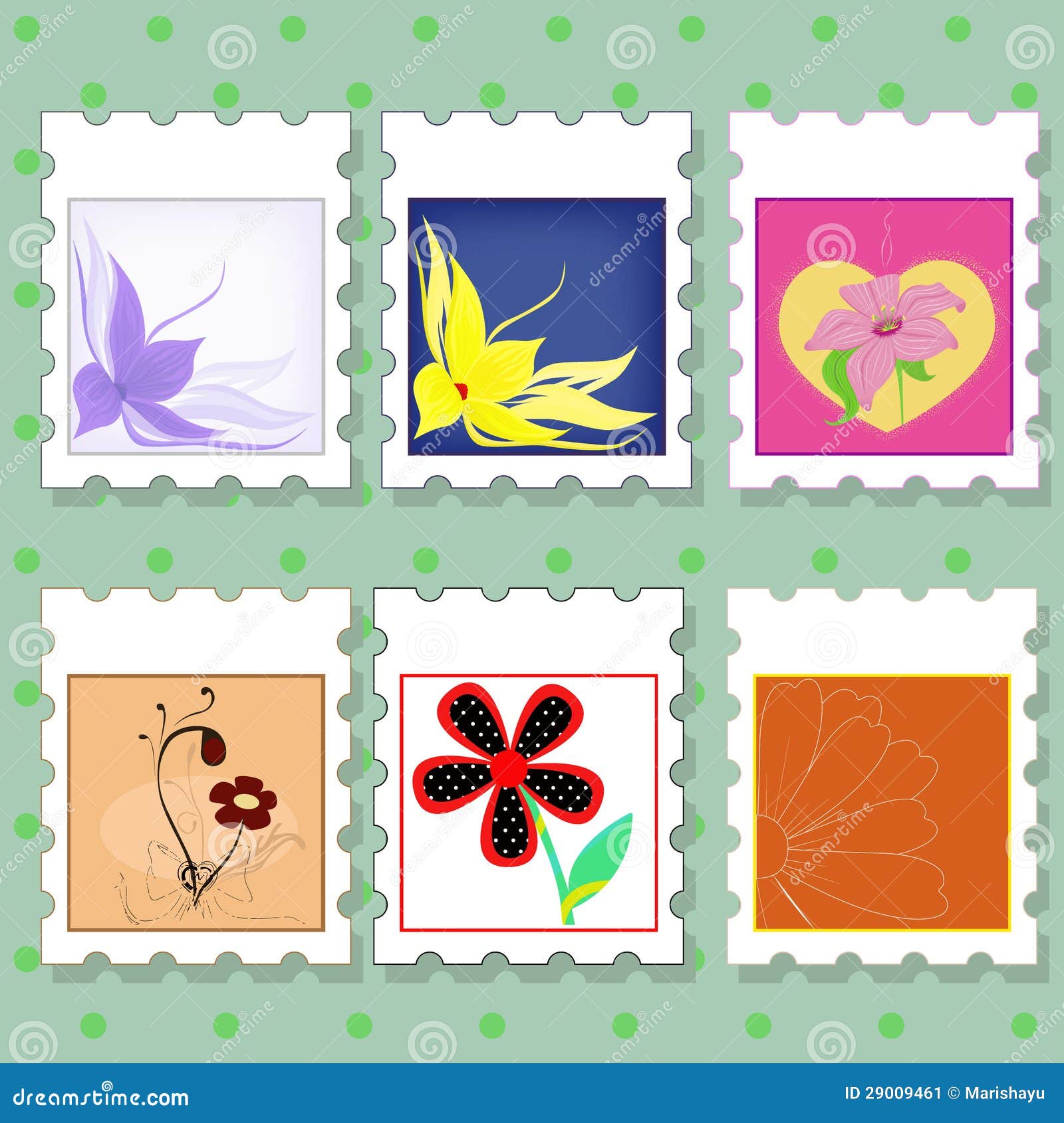 Postage Stamps With Flowers Picture. Image: 29009461