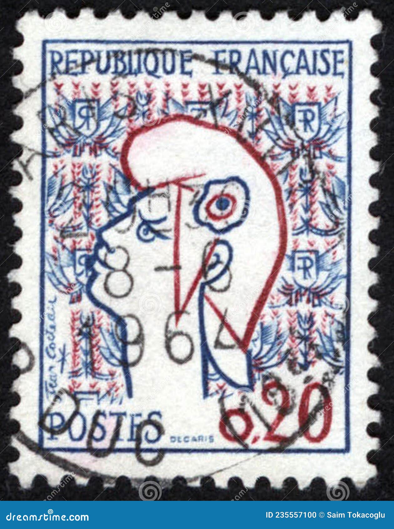 Postage Stamps of the France. Editorial Image - Image of postmark ...