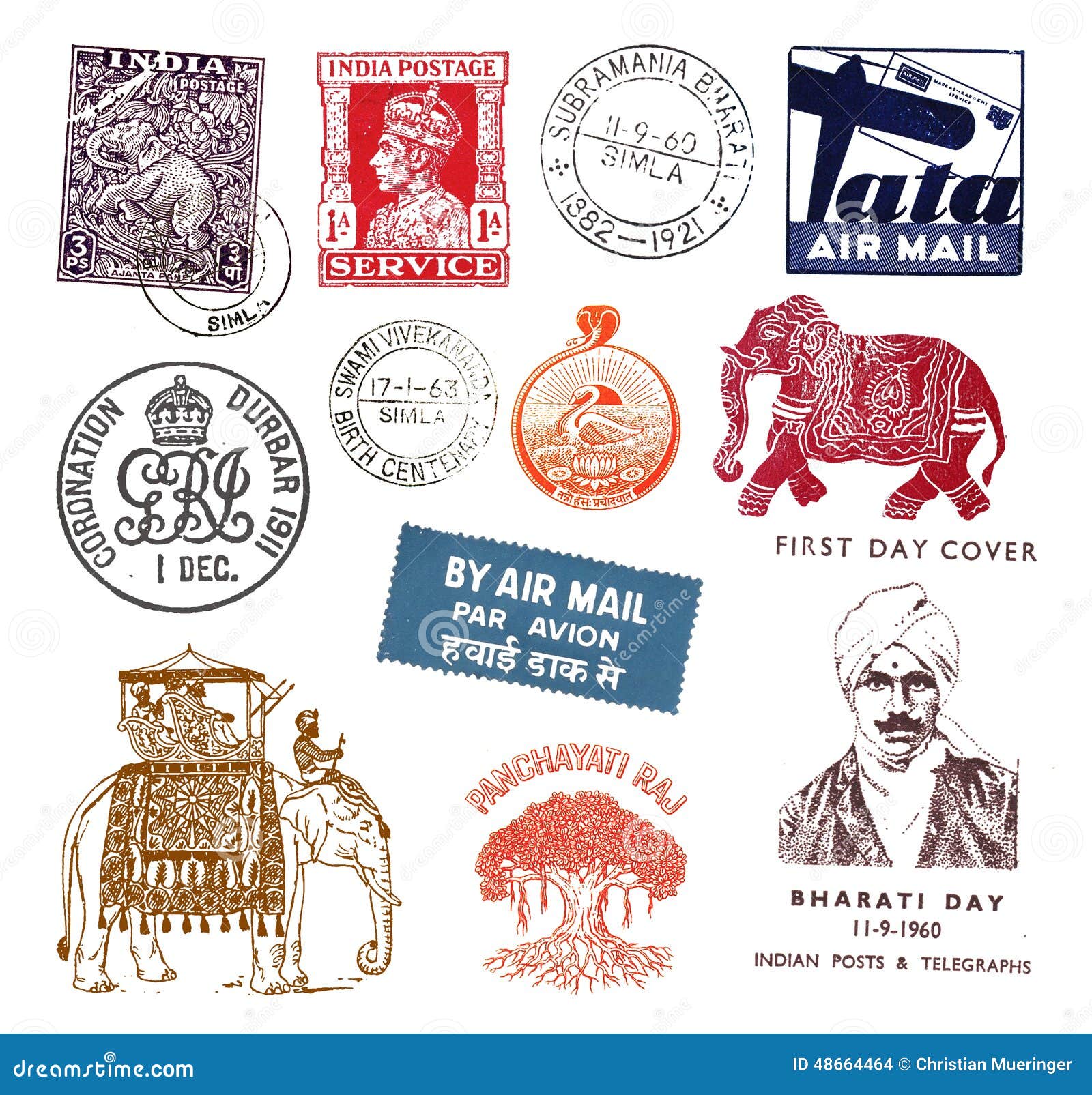 Postage Stamps and Labels from India Editorial Stock Image ...