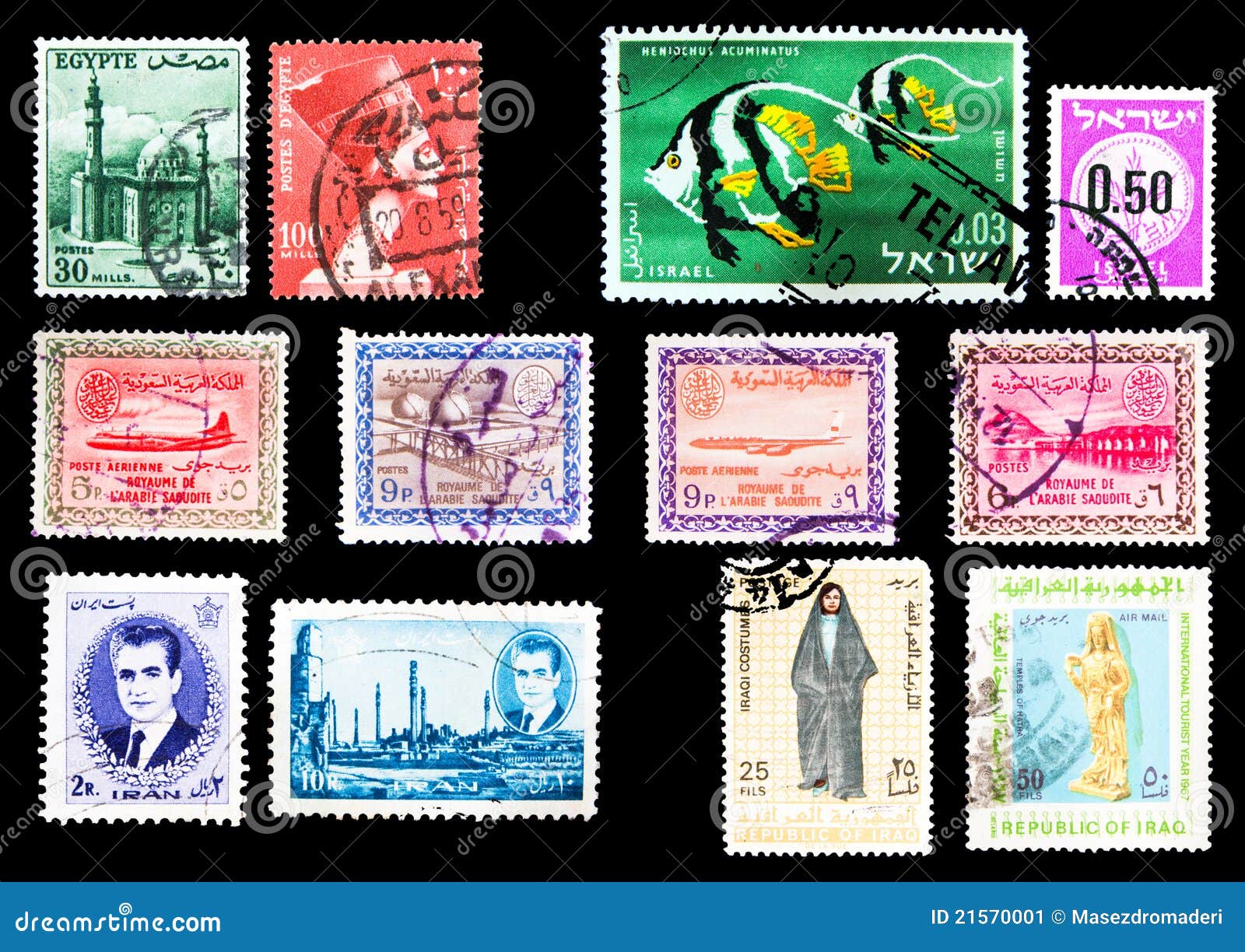 Postage Stamps - Middle East Editorial Photo - Image of closeup ...