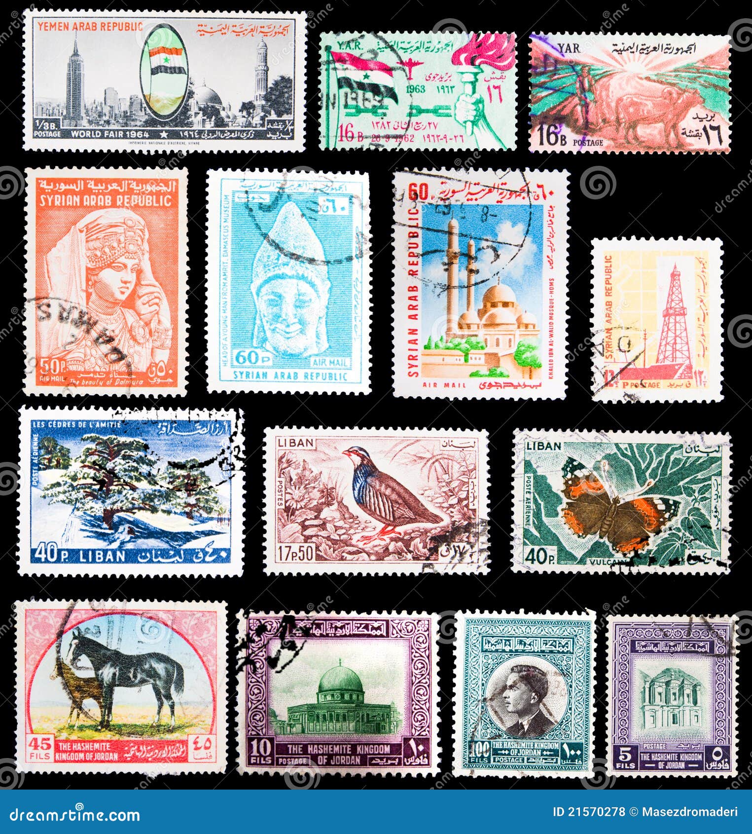 Postage Stamps - Middle East Editorial Stock Photo - Image of vintage ...