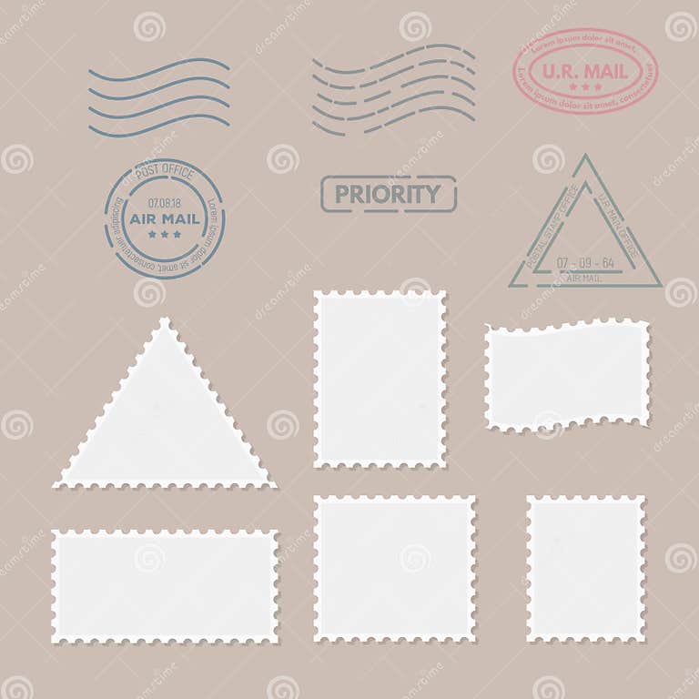 Postage Stamps for Postcard Stock Vector - Illustration of collection ...