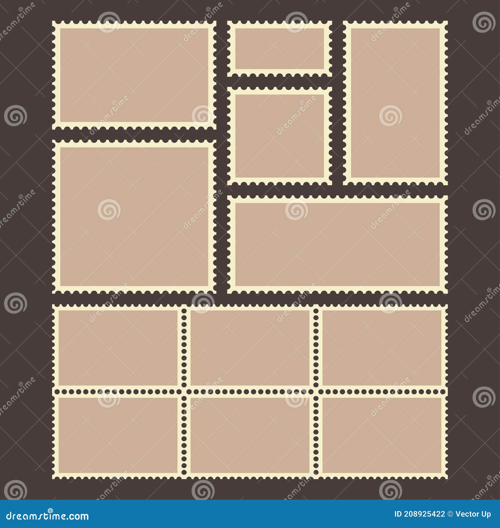 Postage Stamps Template. Blank Rectangle and Square Postage Stamps ...