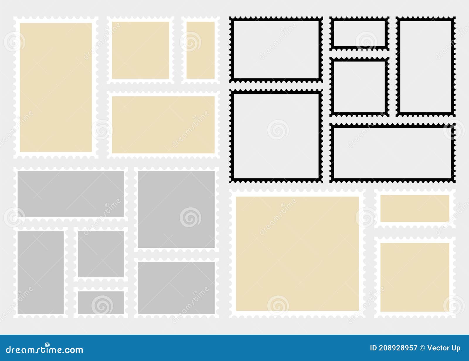Postage Stamps Template. Blank Rectangle and Square Postage Stamps ...