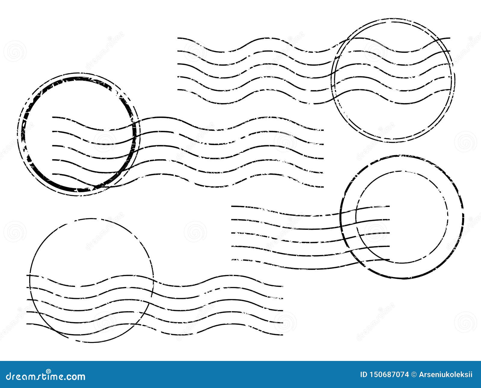 Wavy and Circular Postage Cancellation Stock Vector - Illustration of ...