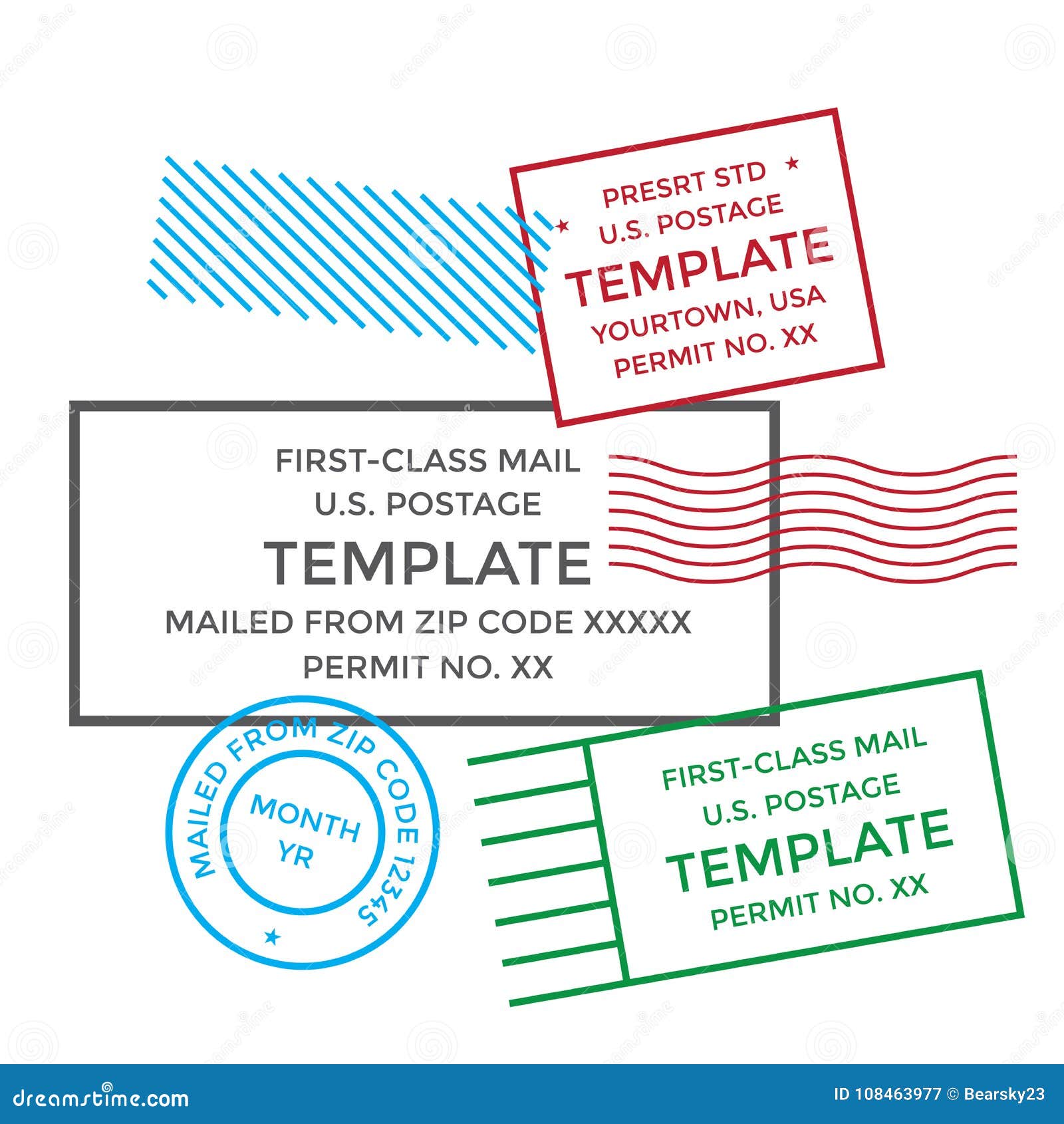 Postal Cancellation First Class Mail Postage Paid Mark Stock Vector ...