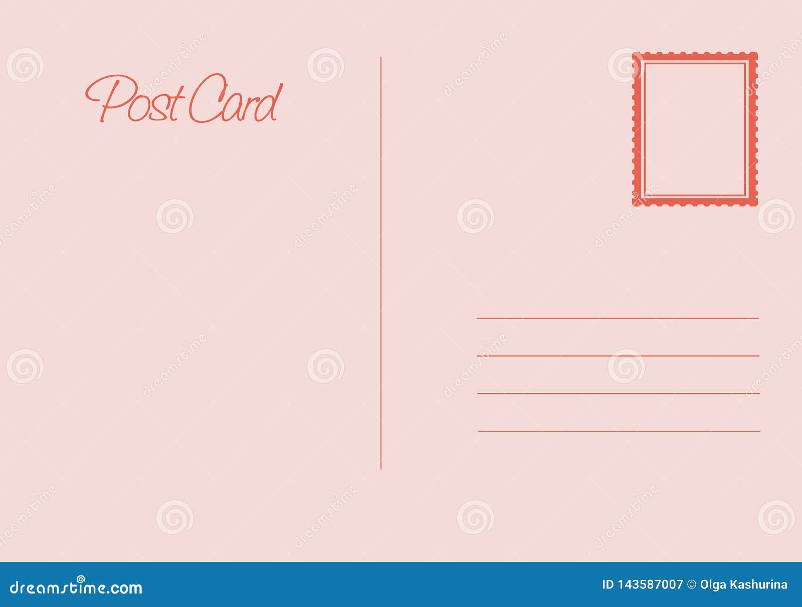 Postal Card Isolated on White Background. Vector Stock Illustration ...