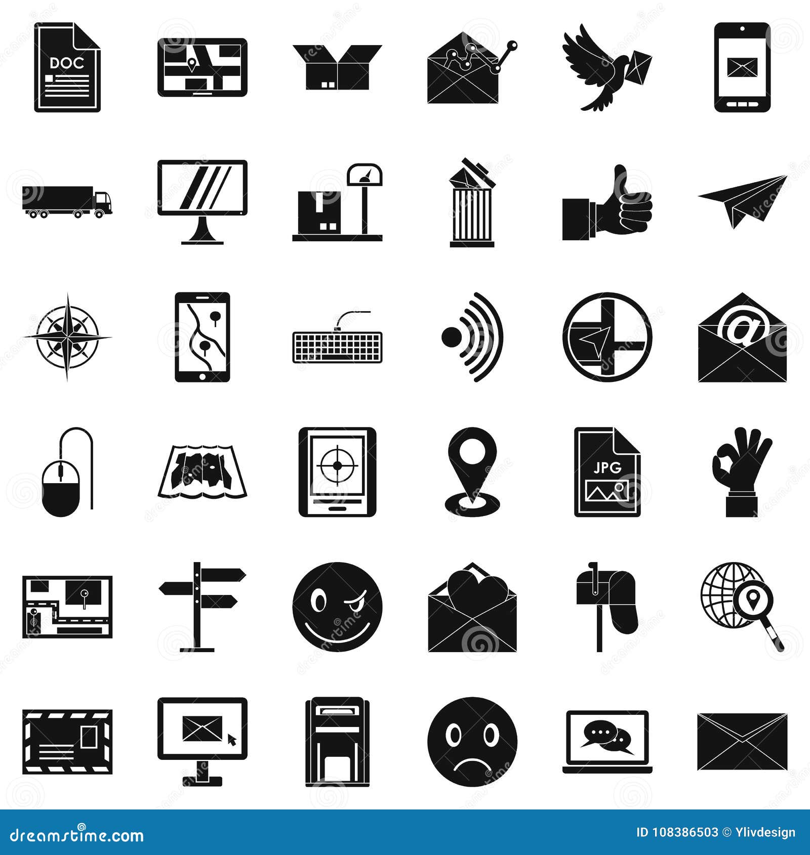 Postal Code Icons Set, Simple Style Stock Vector - Illustration of ...