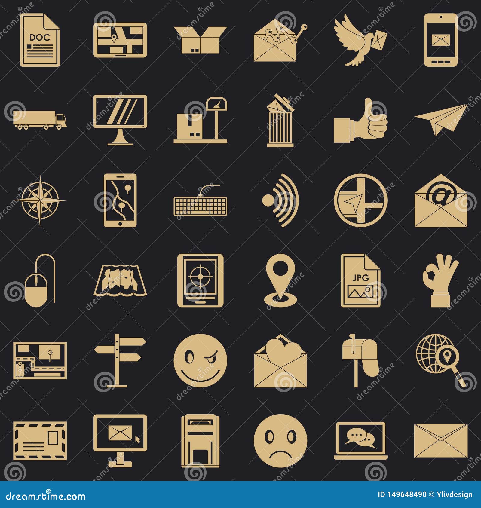 Postal Code Icons Set, Simple Style Stock Vector - Illustration of ...