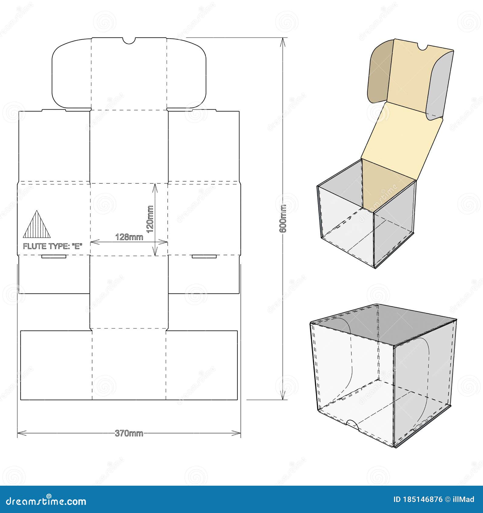 Postal Delivery Box and Die-cut Pattern. Stock Vector - Illustration of ...