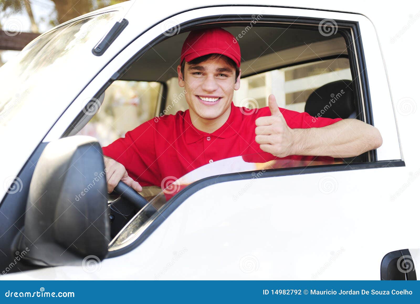 Postal Delivery Courier in a Van Stock Photo - Image of positive ...