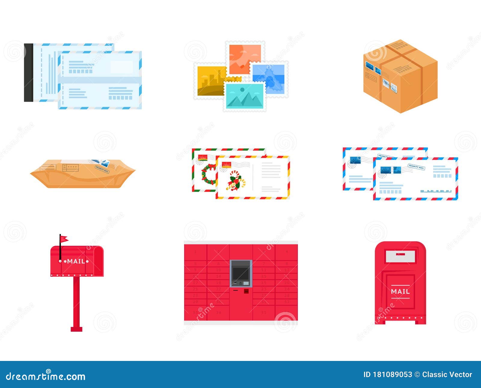 Postal Delivery Service Cartoon Vector Icons Set | CartoonDealer.com ...