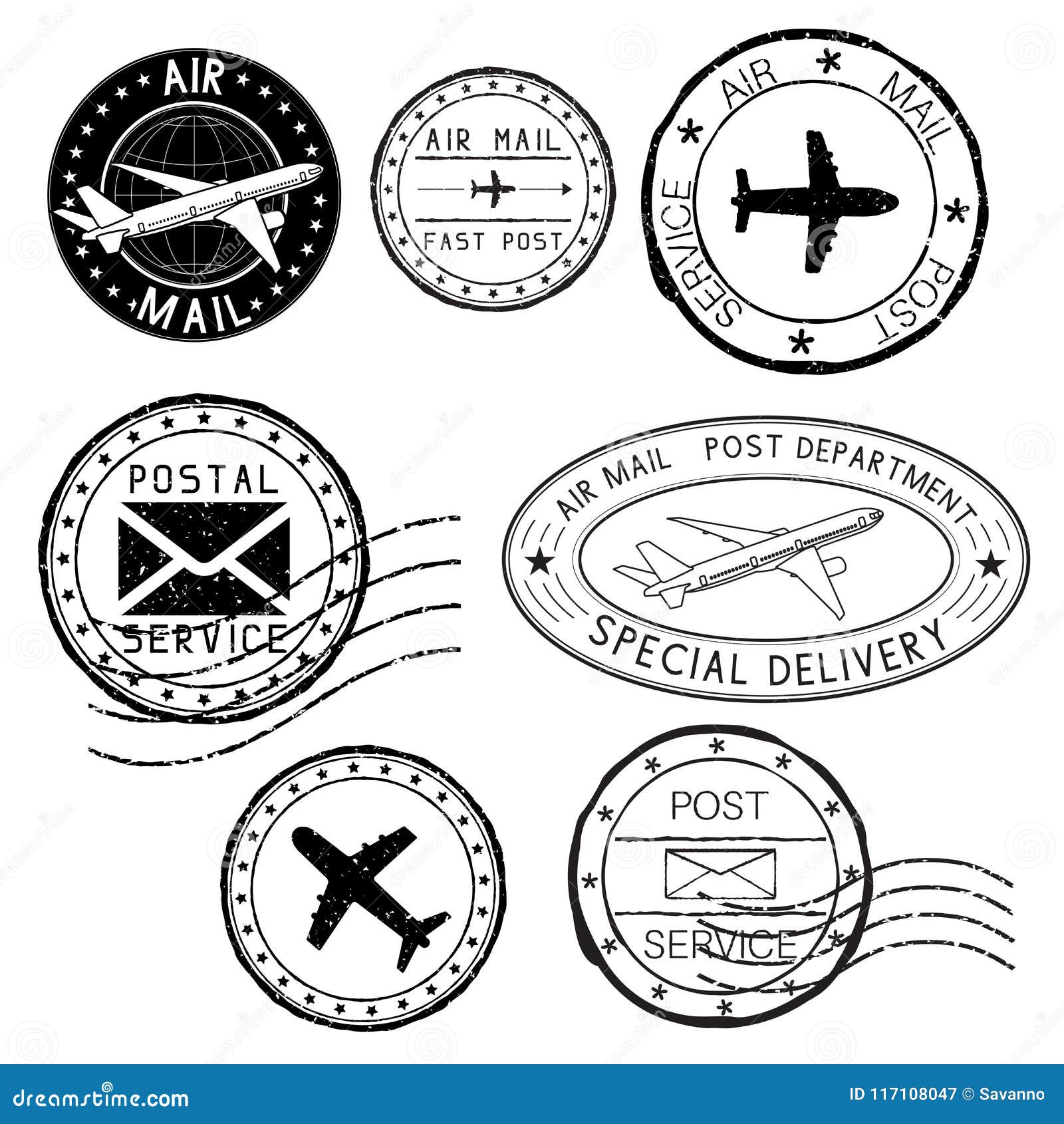 Postal Elements. Postmarks, Ink Stamps Stock Vector - Illustration of ...