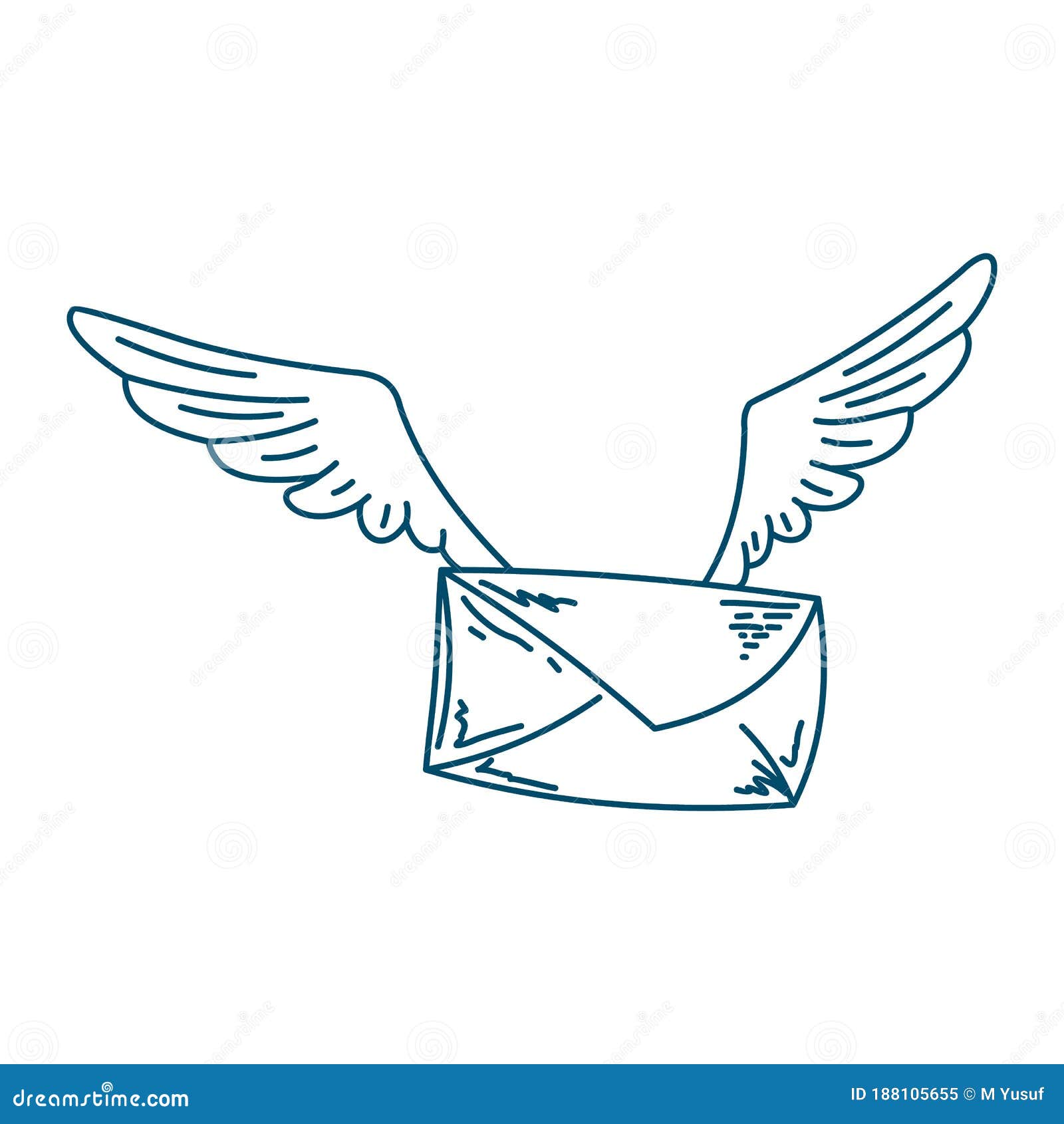 Postal Envelope. Flying Envelope with Wings Stock Vector - Illustration ...