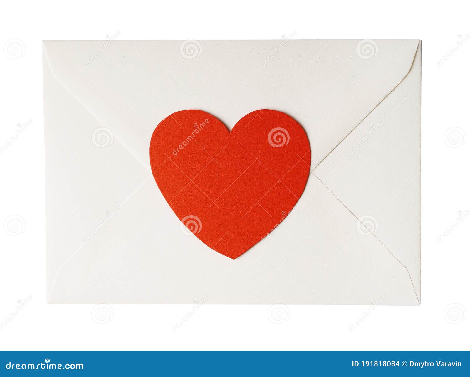 Postal Envelope with Heart Isolated on White Stock Photo - Image of ...