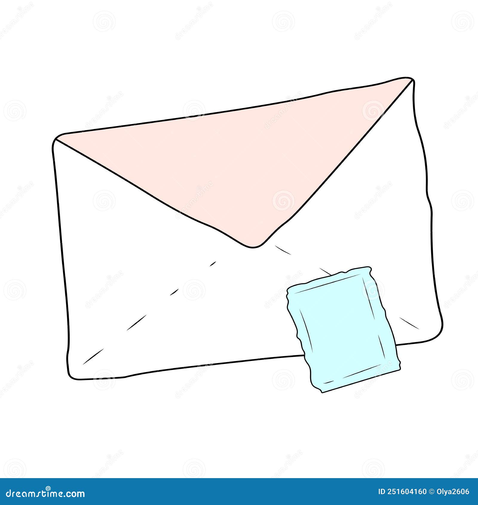 Postal Envelope with Postage Stamp, Blank White Piece for Writing Text ...