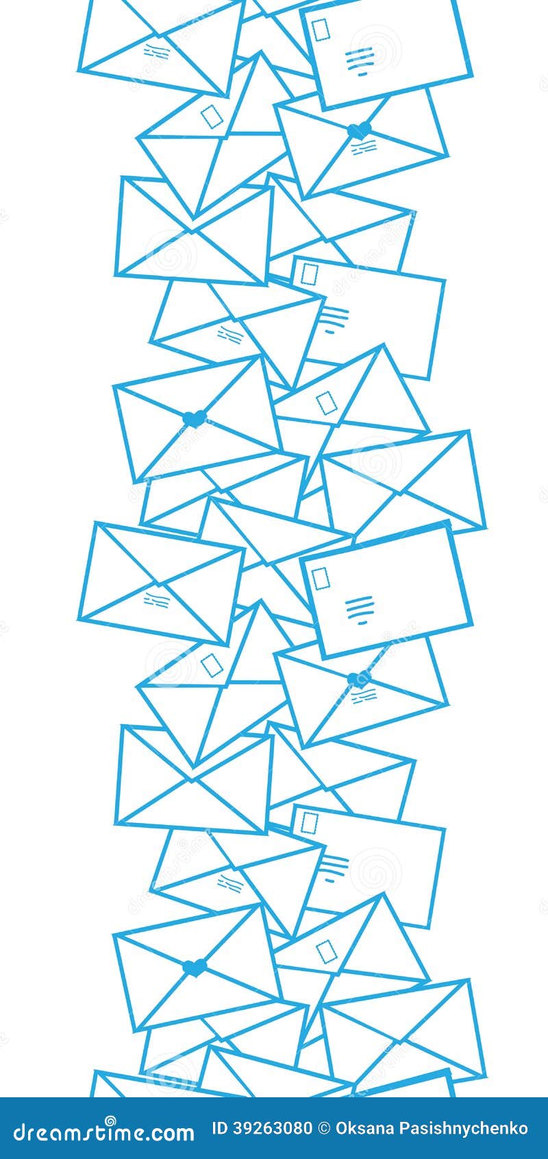 Postal Letters Envelopes Line Art Vertical Seamless Pattern Background ...