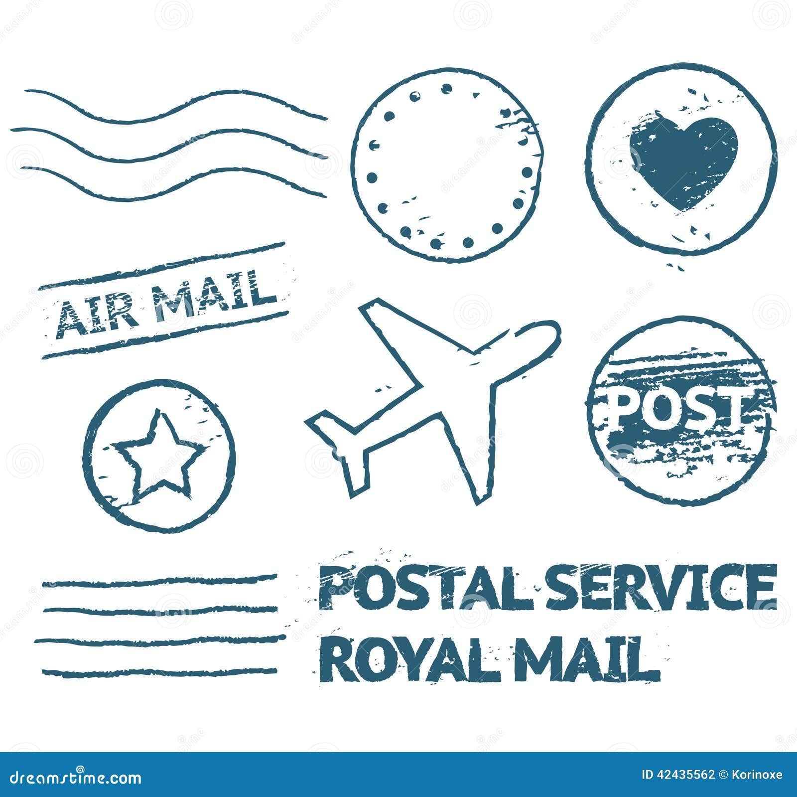 Postal mail stamp set stock vector. Illustration of shape - 42435562