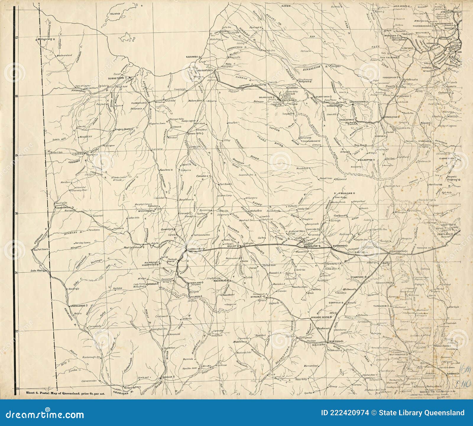 Postal Map Of Queensland Picture. Image: 222420974