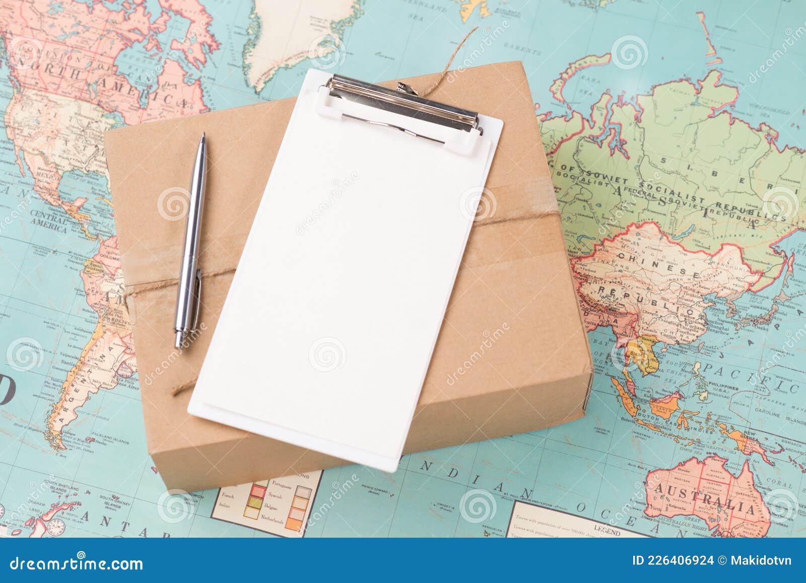 Postal Parcels and Envelopes and a Form for Filling with a Pen on World ...