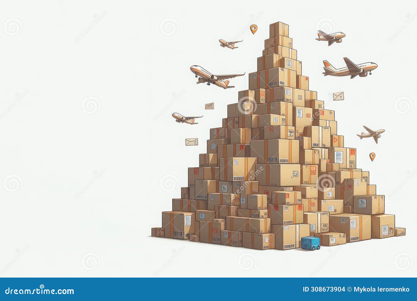 Postal Parcels are Laid Out in the Form of a Pyramid. Space for Text ...